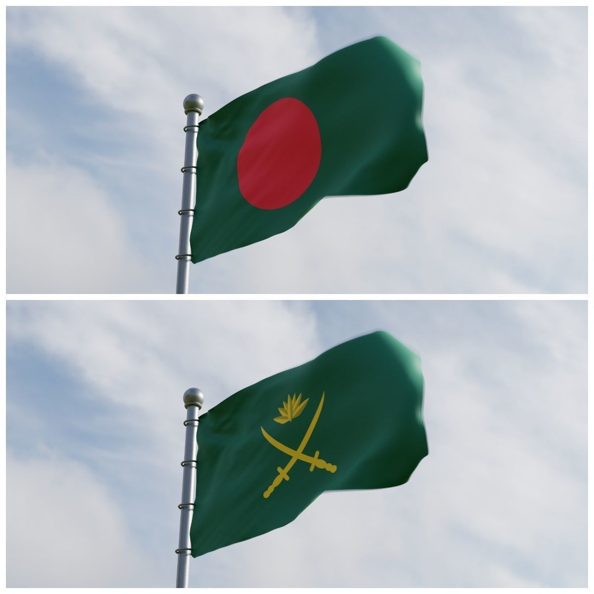 Animated Bangladesh Flags 3D model animated | CGTrader