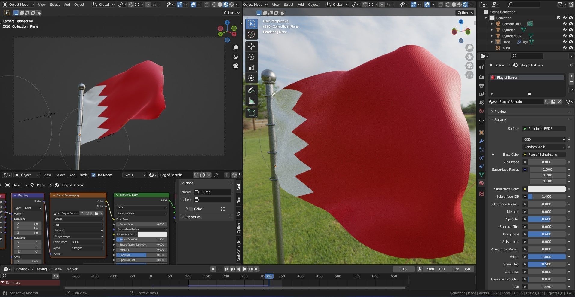 Animated Bahrain Flags 3D model animated | CGTrader