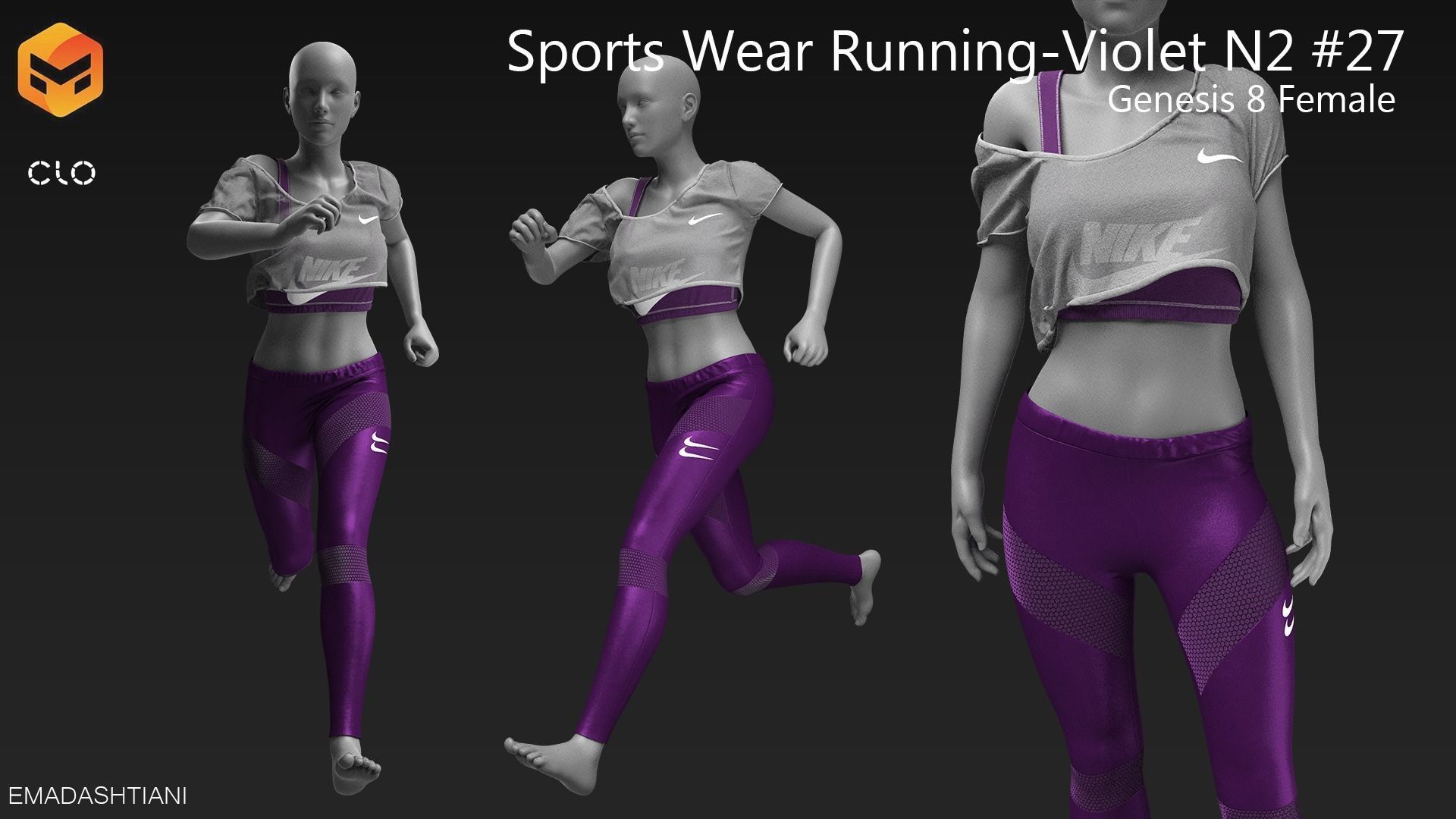 Sports Wear Running N1 27 CLO3D ZPRJ FBX OBJ MTL 3D 3D model | CGTrader