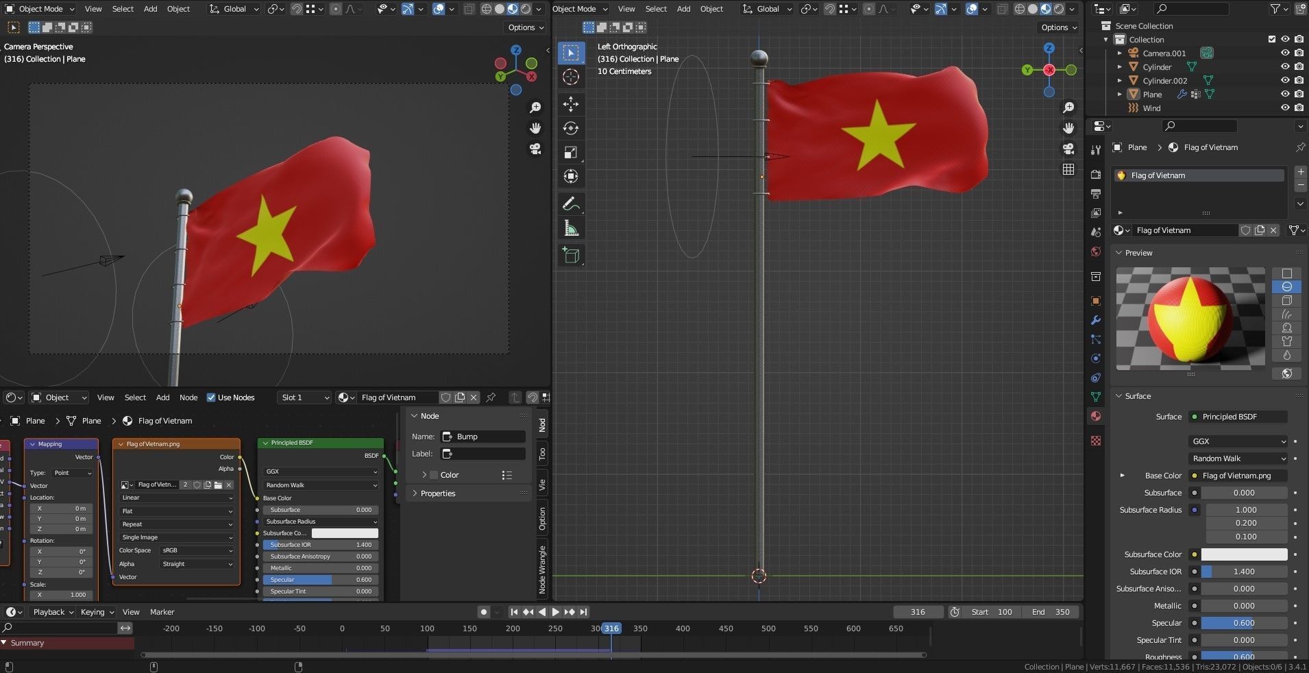 Animated Vietnam Flags 3D model animated | CGTrader