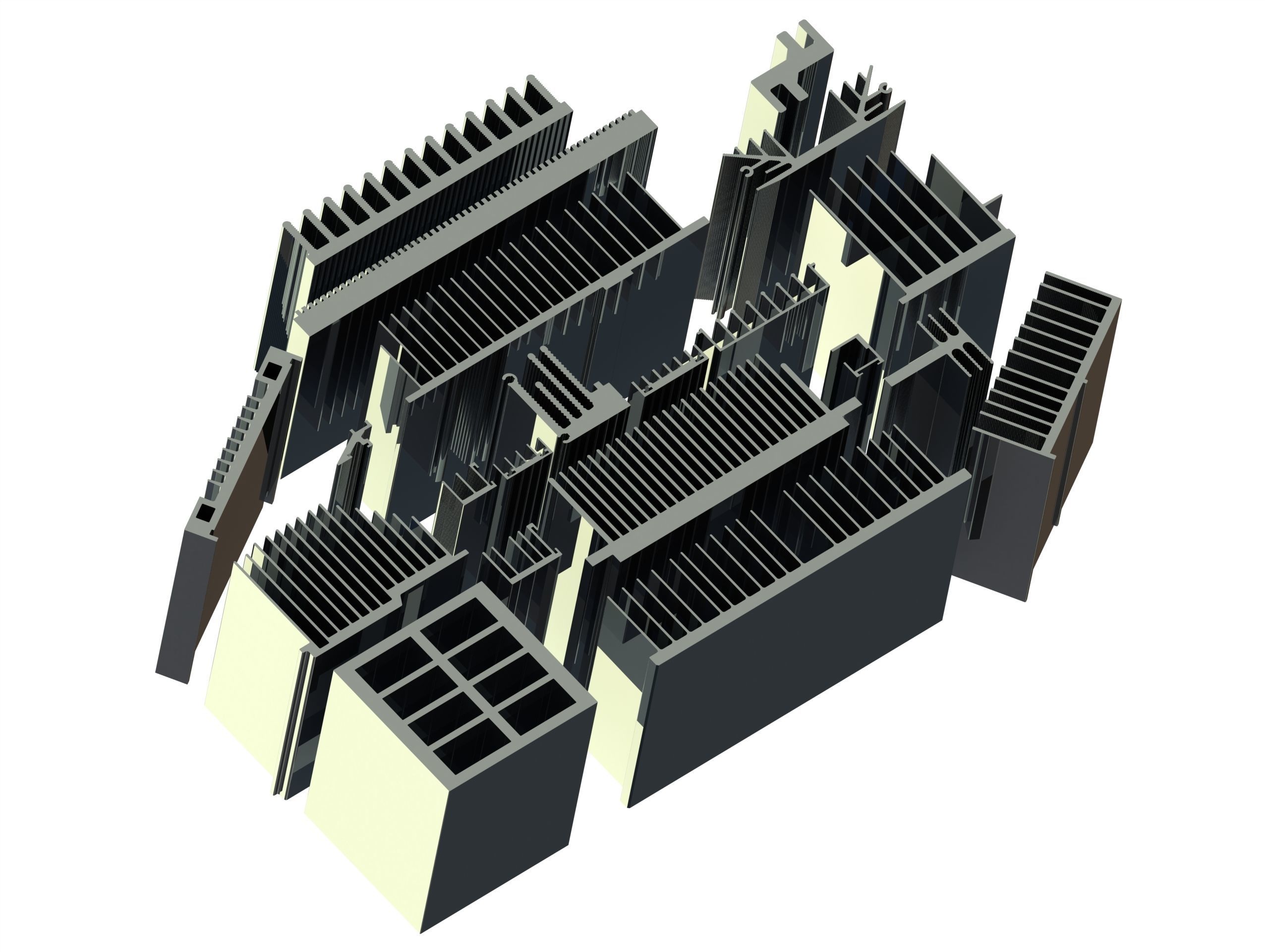 3D model Extruded Aluminium Profile Enclosures Set for Heat Sink VR ...