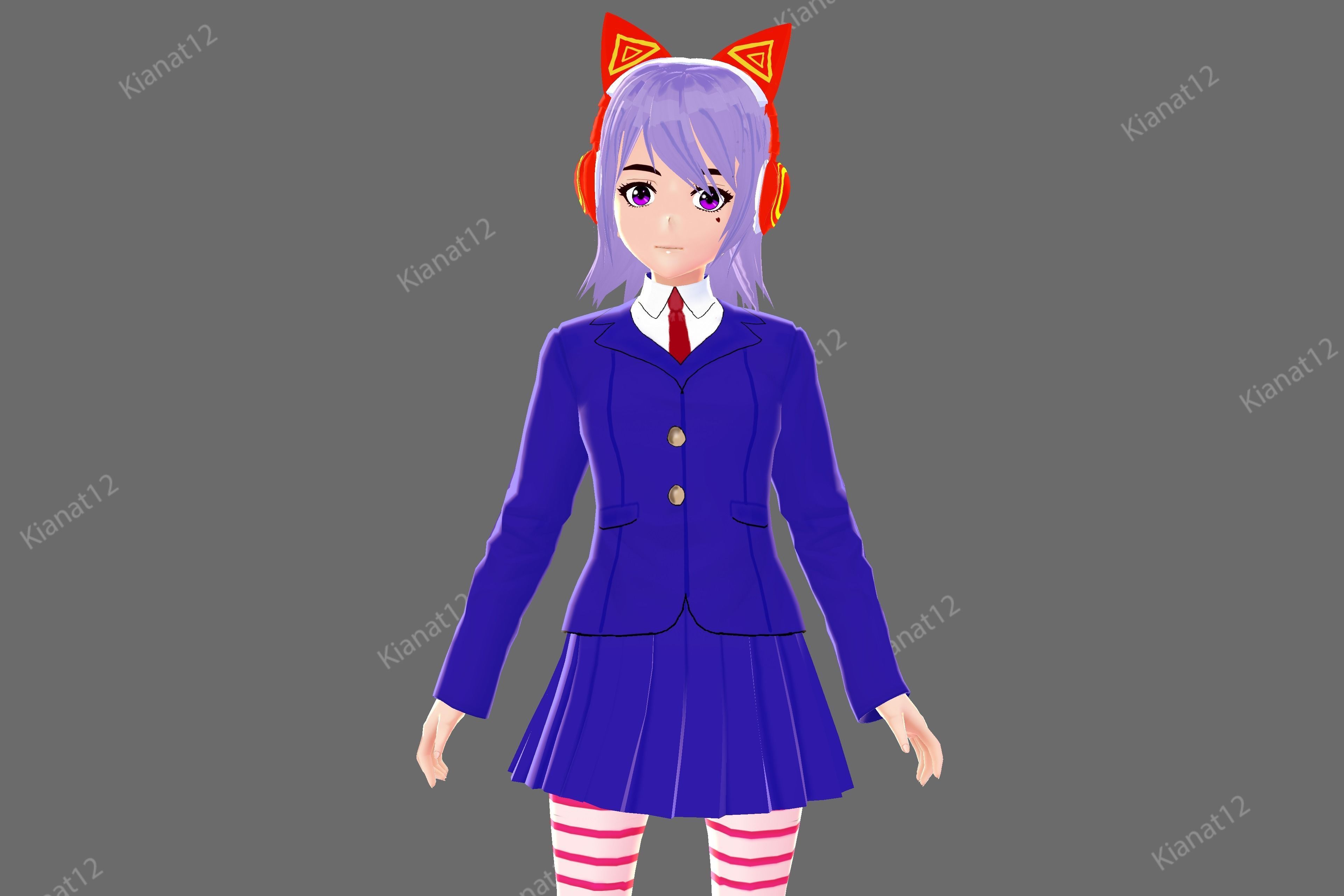 3D model 3d anime style girl avatar VR / AR / low-poly | CGTrader