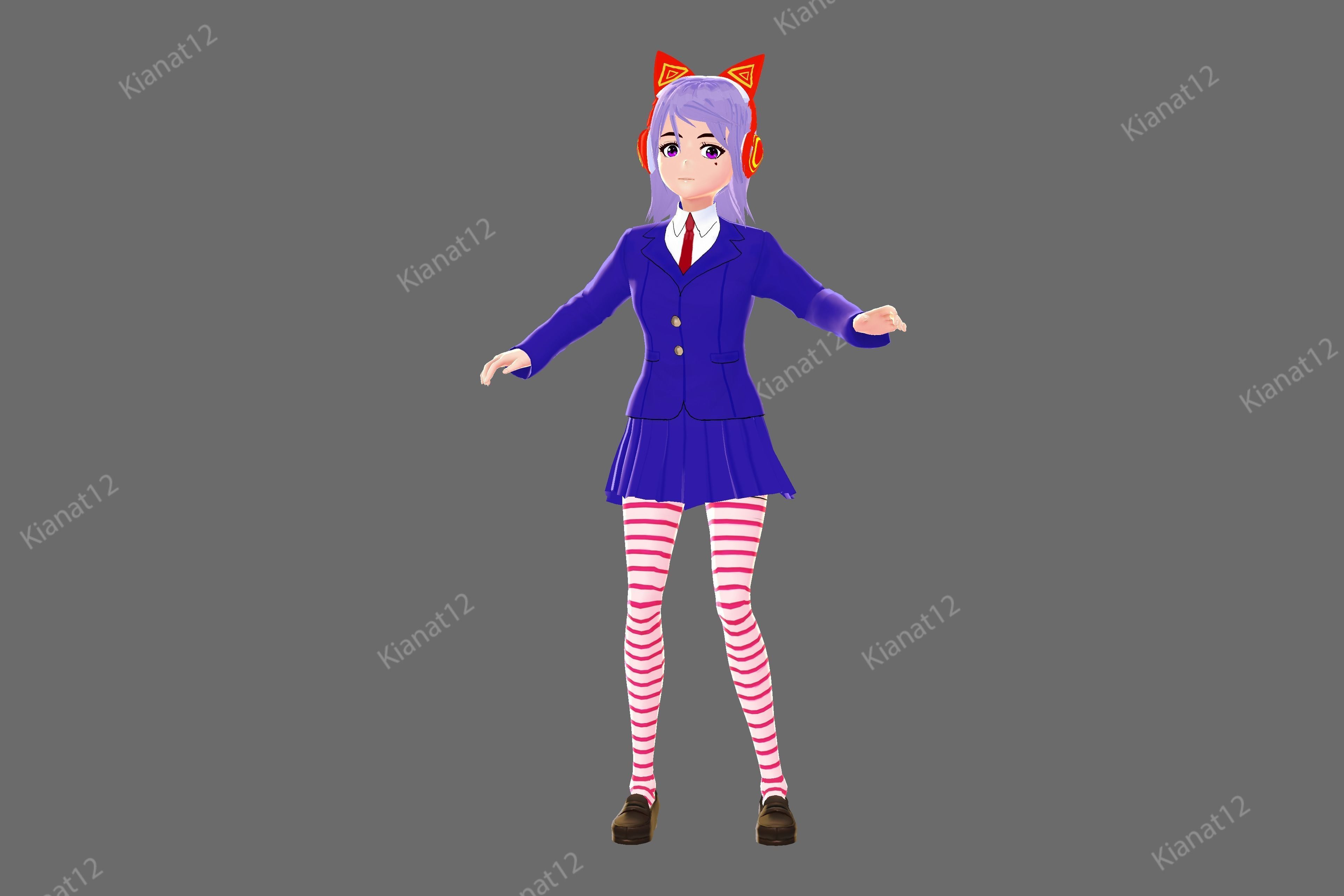 3D model 3d anime style girl avatar VR / AR / low-poly | CGTrader