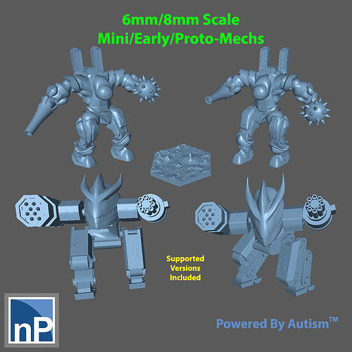6mm-8mm Mini- Early- Proto Mechs free 3D model 3D printable | CGTrader