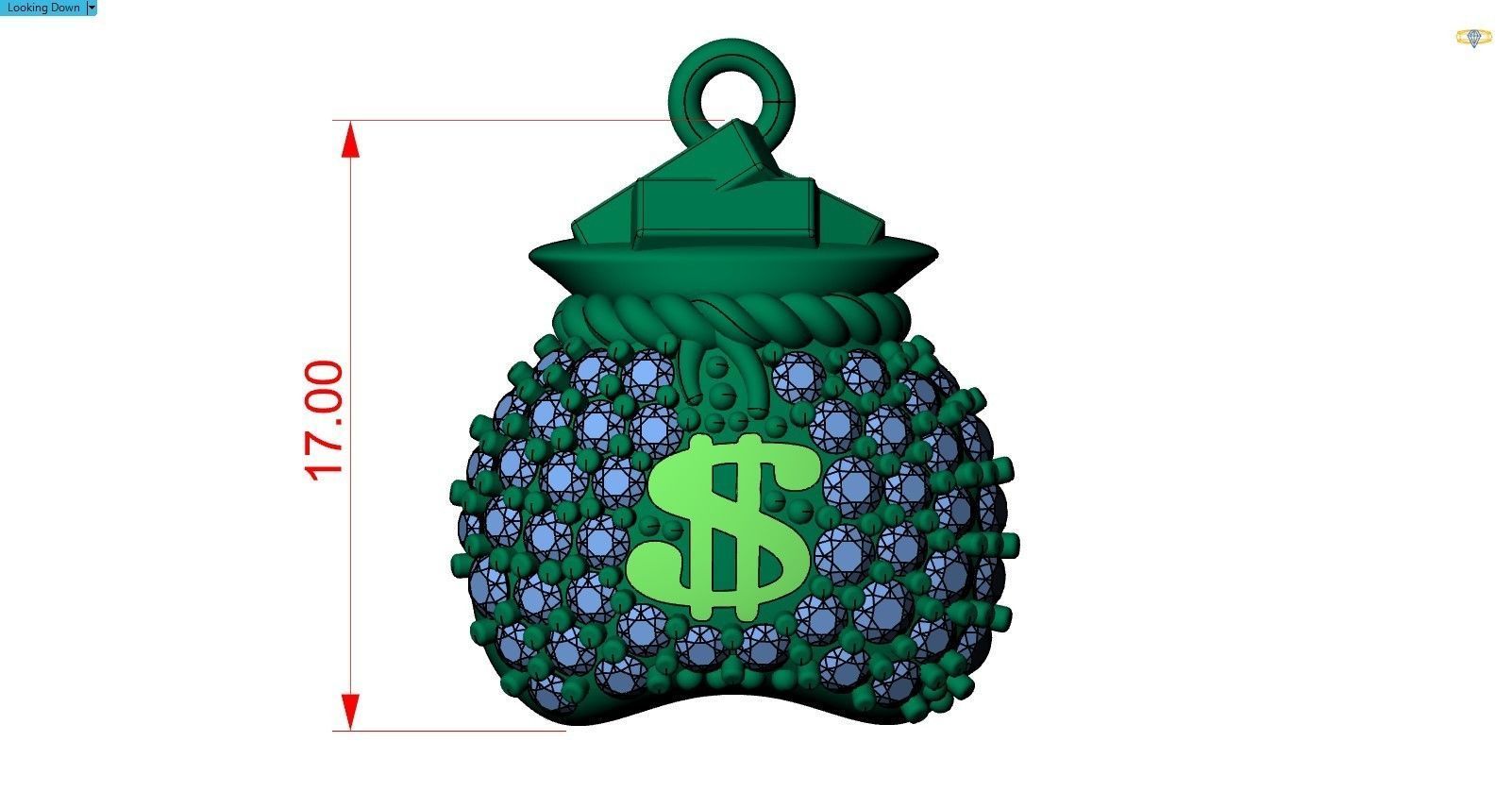 Diamond gold money bag 3D model 3D printable | CGTrader