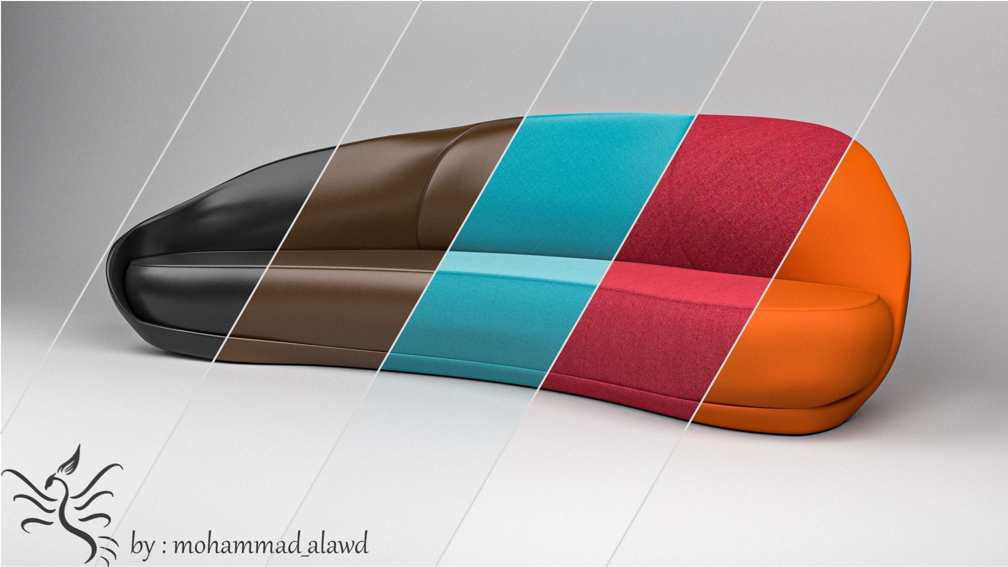 3D model Organic shaped sofa VR / AR / low-poly | CGTrader