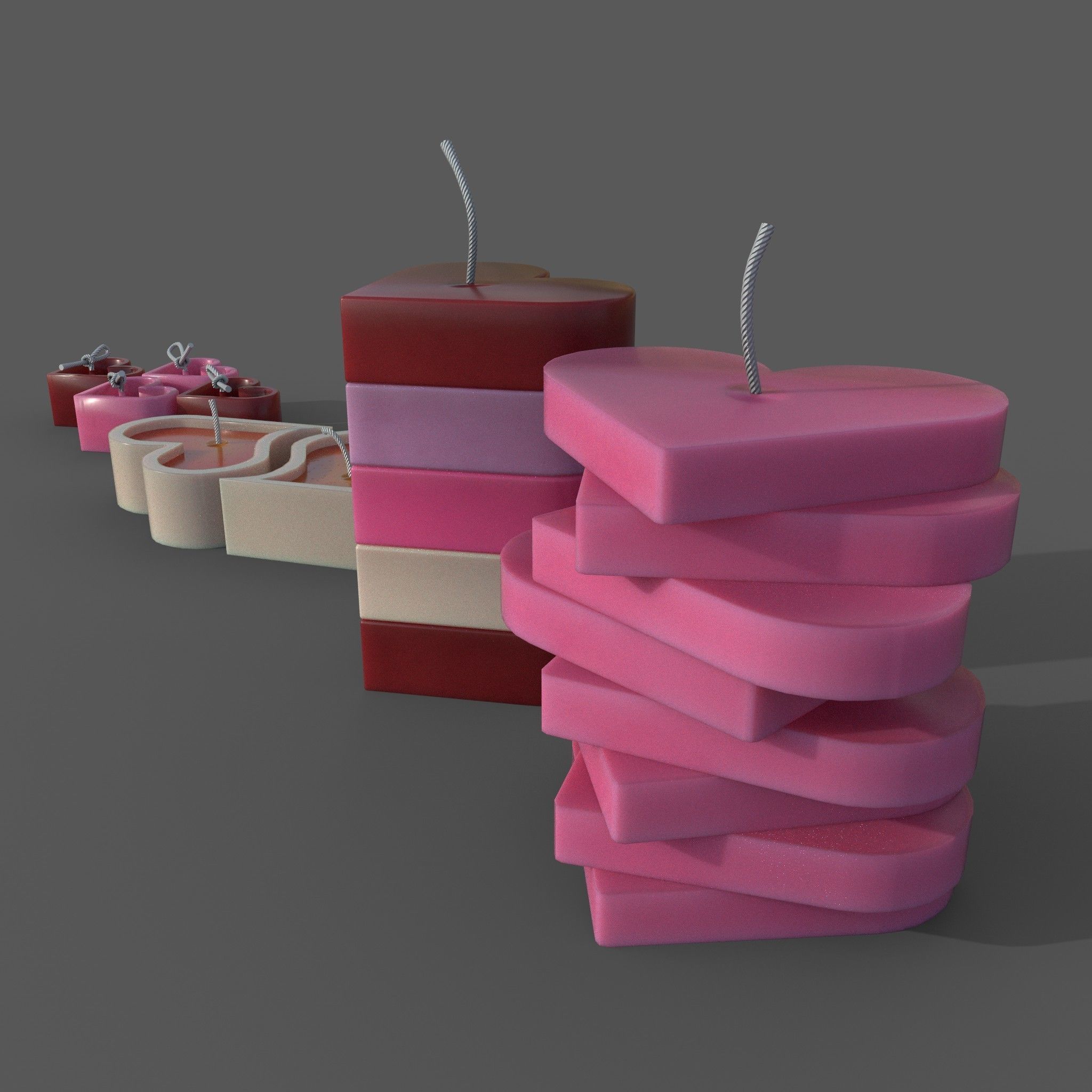 Heart candles part II 3D model | CGTrader