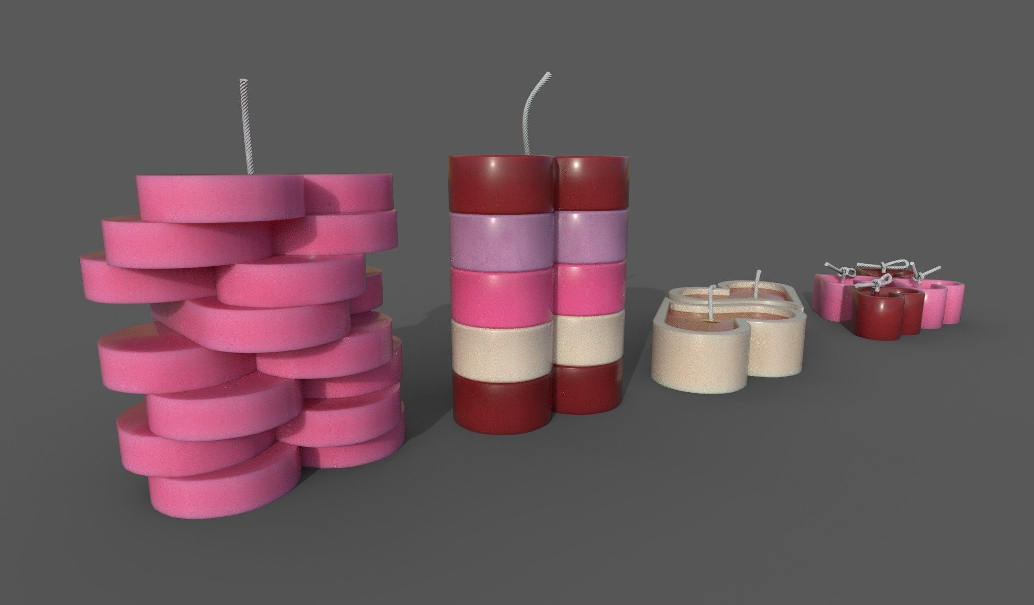 Heart candles part II 3D model | CGTrader