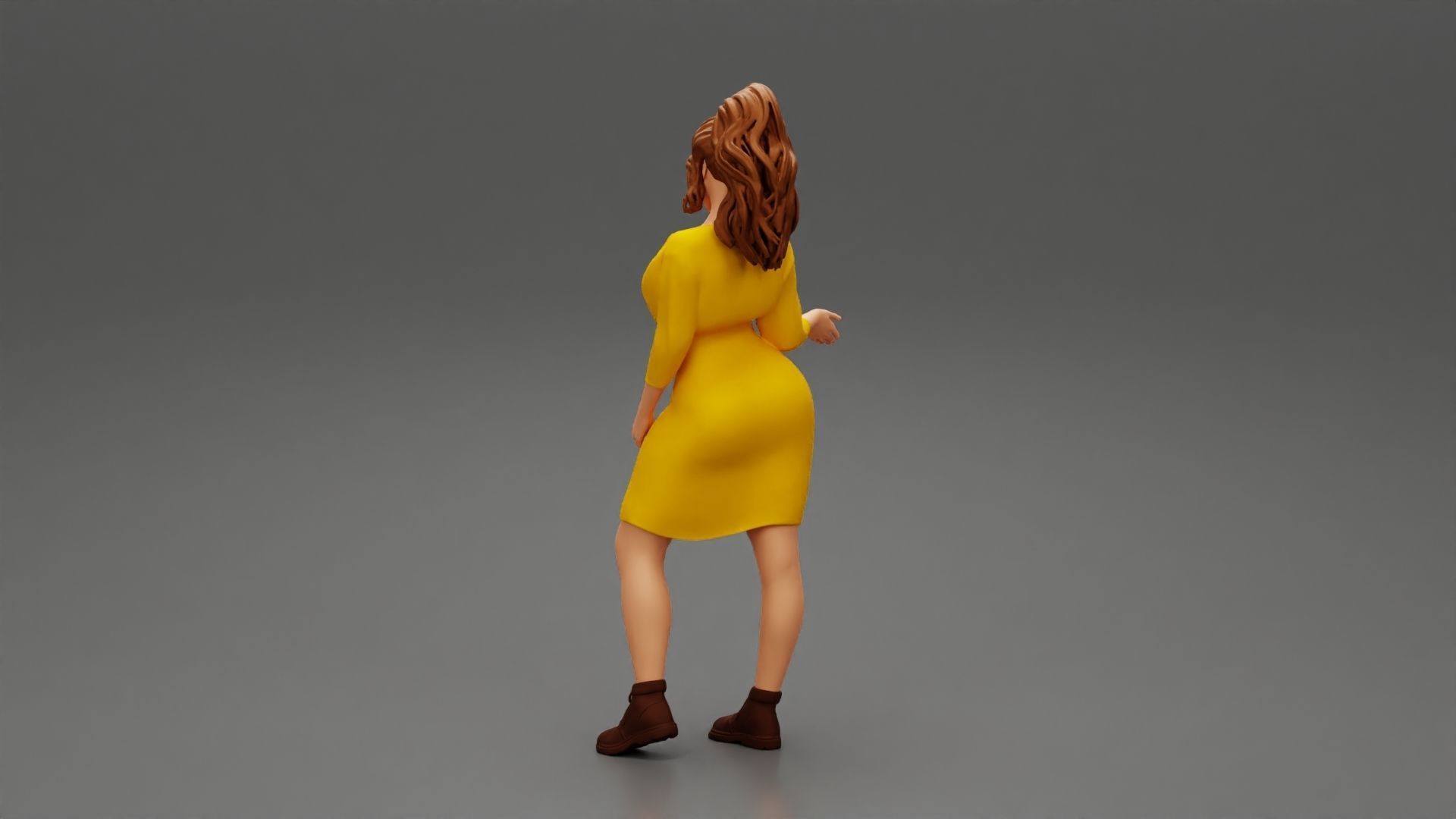 woman explaining pose wearing dress and boot 3D model 3D printable ...
