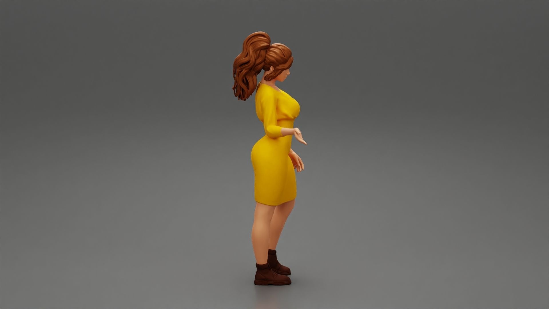 woman explaining pose wearing dress and boot 3D model 3D printable ...