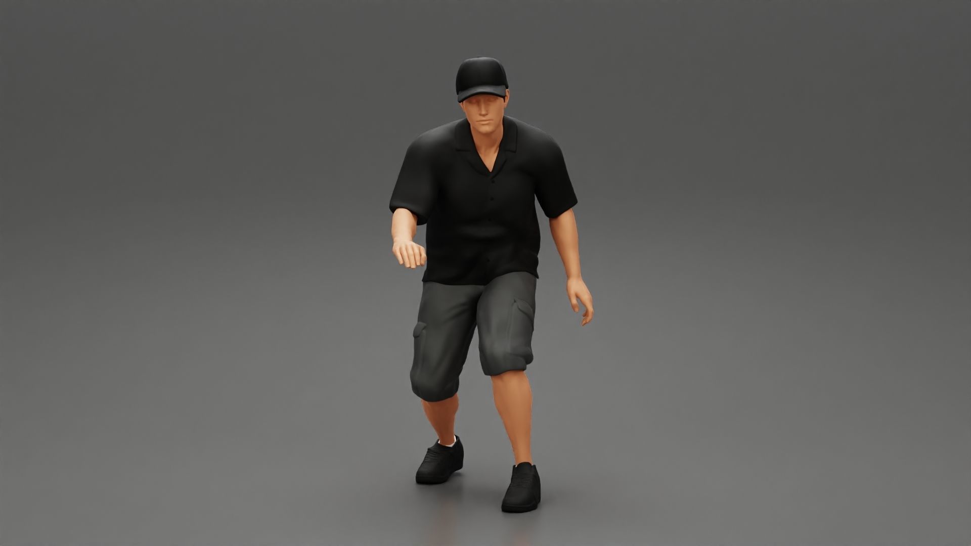 Man bent over while walking in cap 3D model 3D printable | CGTrader