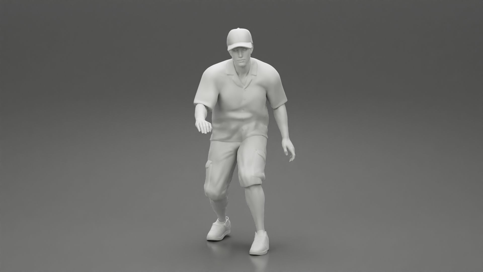 Man bent over while walking in cap 3D model 3D printable | CGTrader