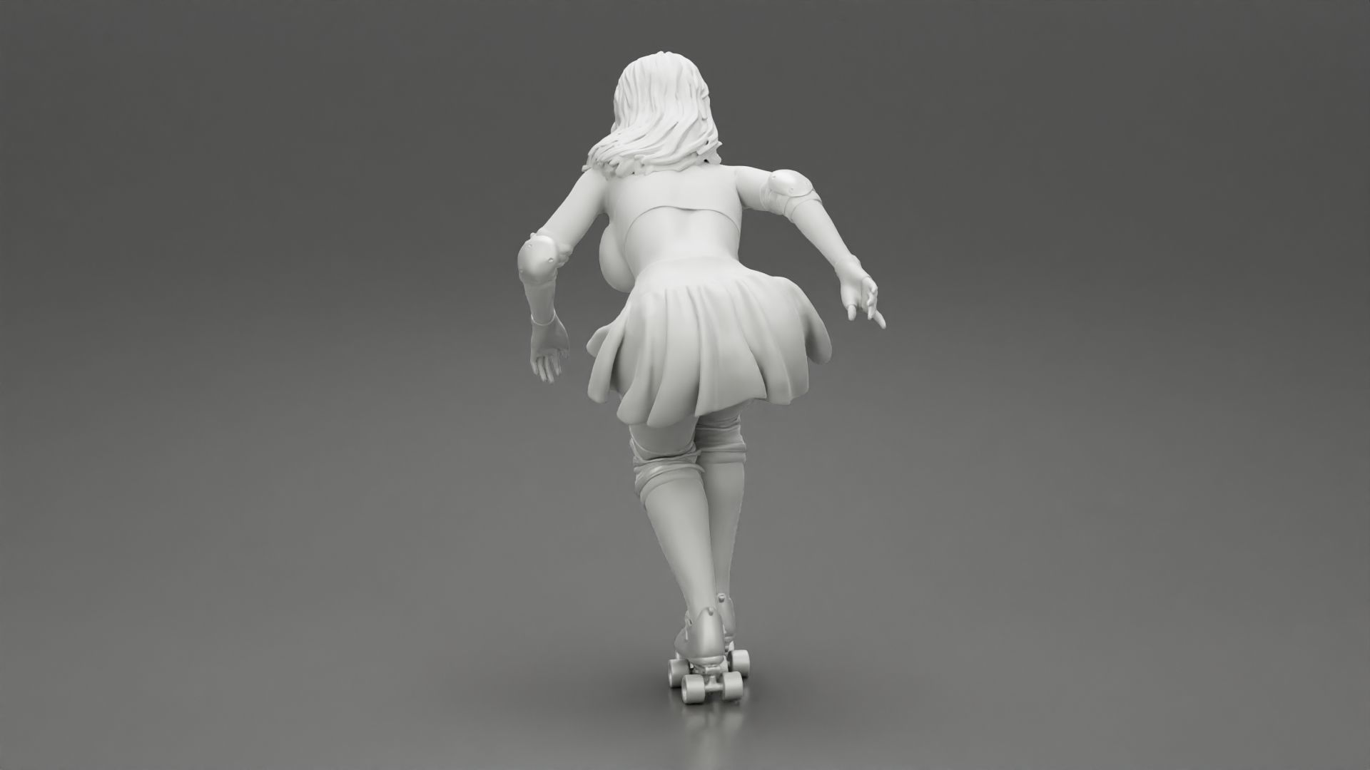 roller derby girl rolling fast 3D model 3D printable | CGTrader