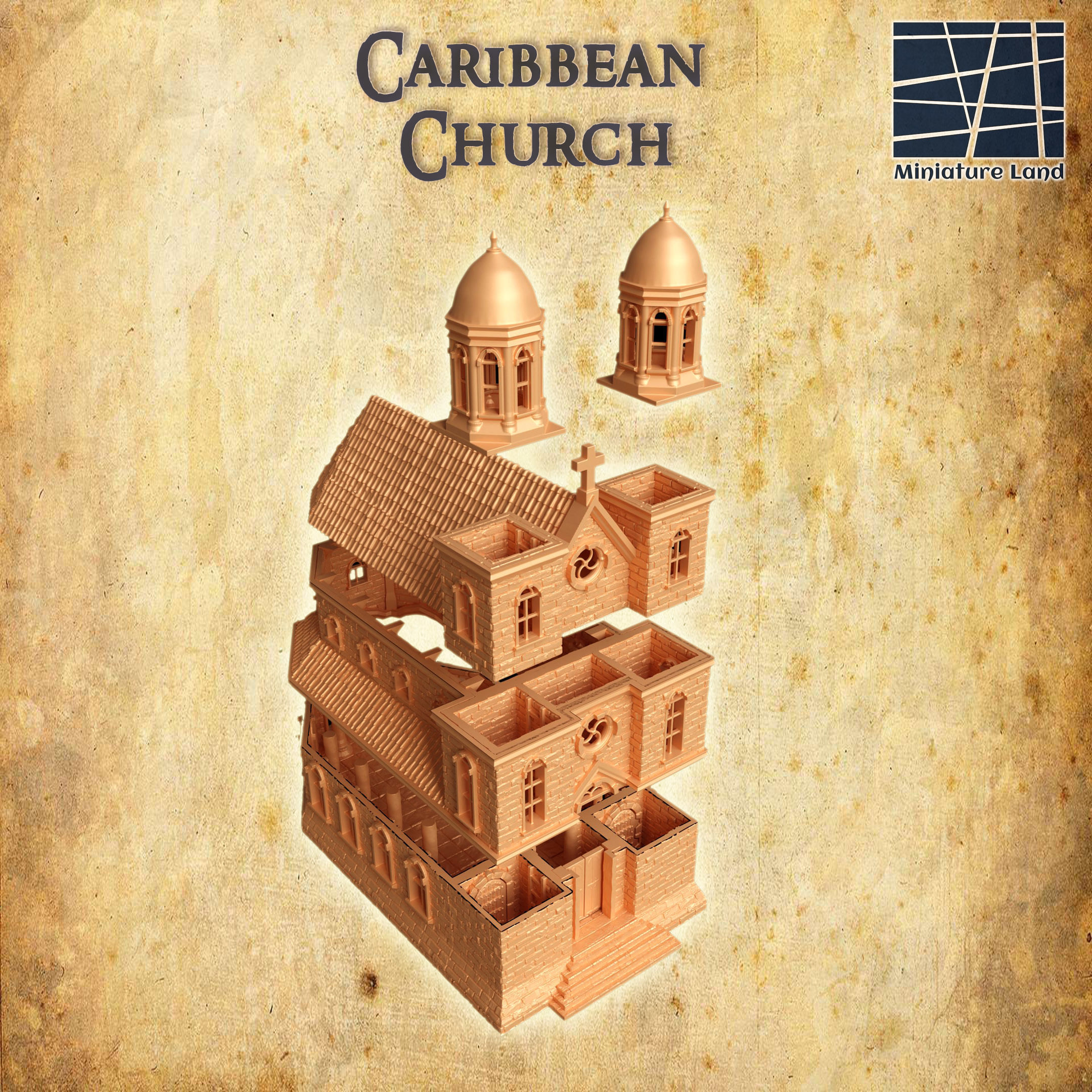 Caribbean Church Tabletop Terrain 28 MM 3D model 3D printable | CGTrader