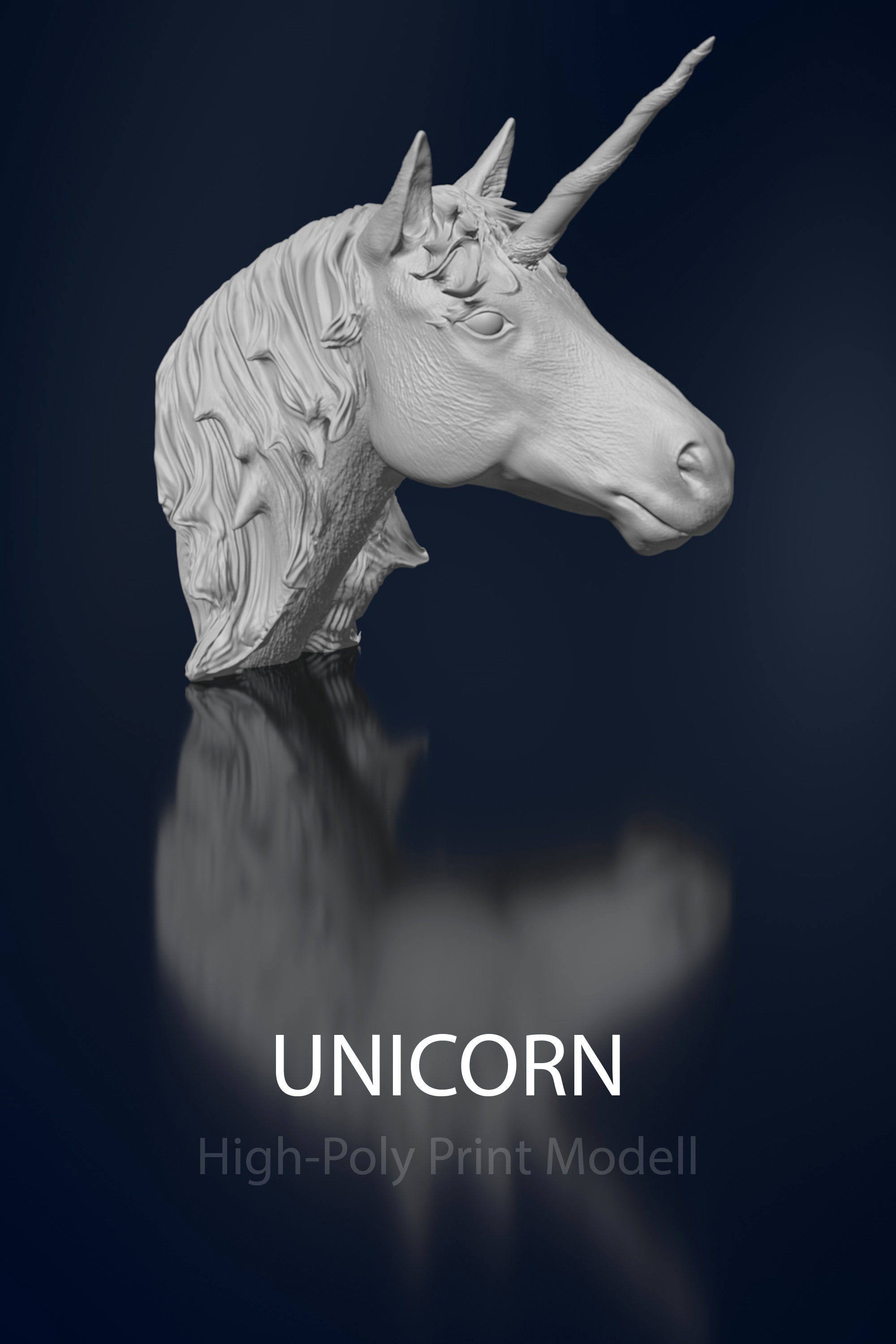 unicorn complete High-Polygon-High-Polygon STL-print-file 3D model 3D ...