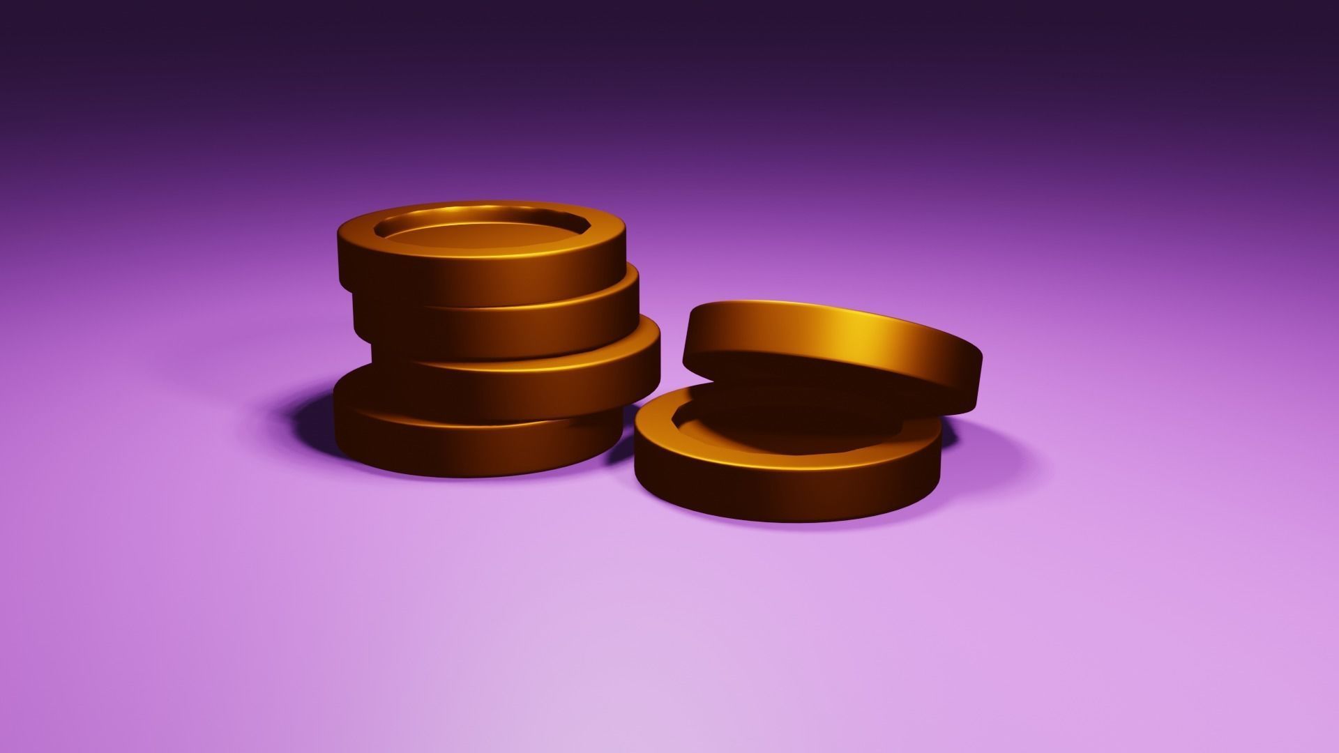 3D model 3D LOW POLY PLAIN GOLD COINS VR / AR / low-poly | CGTrader