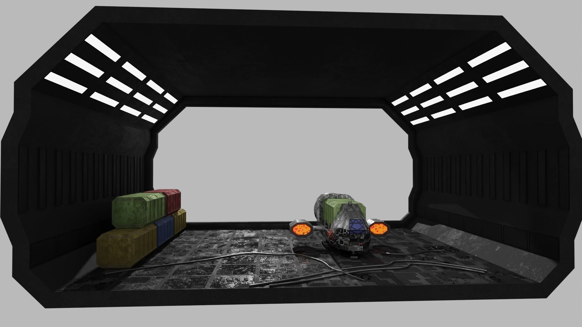Space Ship With Landing Bay 3D model animated rigged | CGTrader