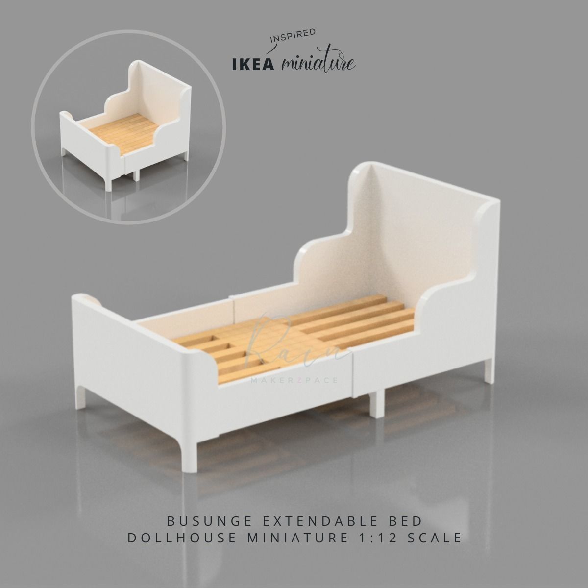 IKEA INSPIRED BUSUNGE EXTENDABLE BED 3D model 3D printable | CGTrader