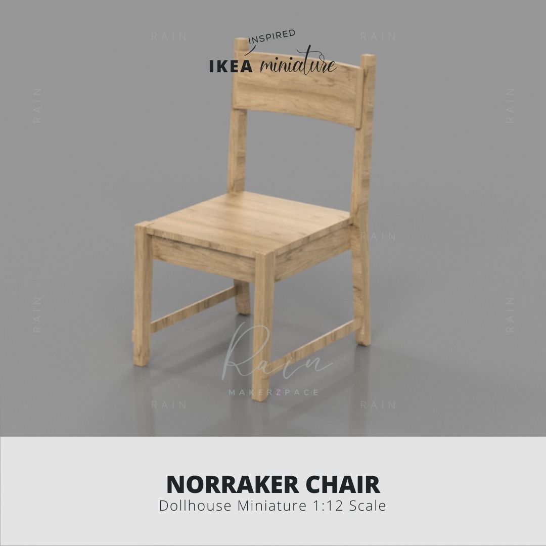MINIATURE IKEA INSPIRED NORRAKER CHAIR 3D model 3D printable | CGTrader