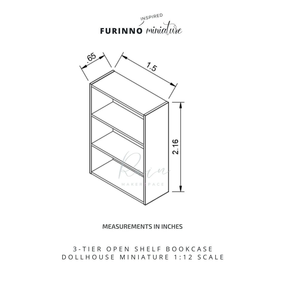 Miniature Furinno Pasir 3 Tier Open Shelf Bookcase free 3D model 3D printable | CGTrader