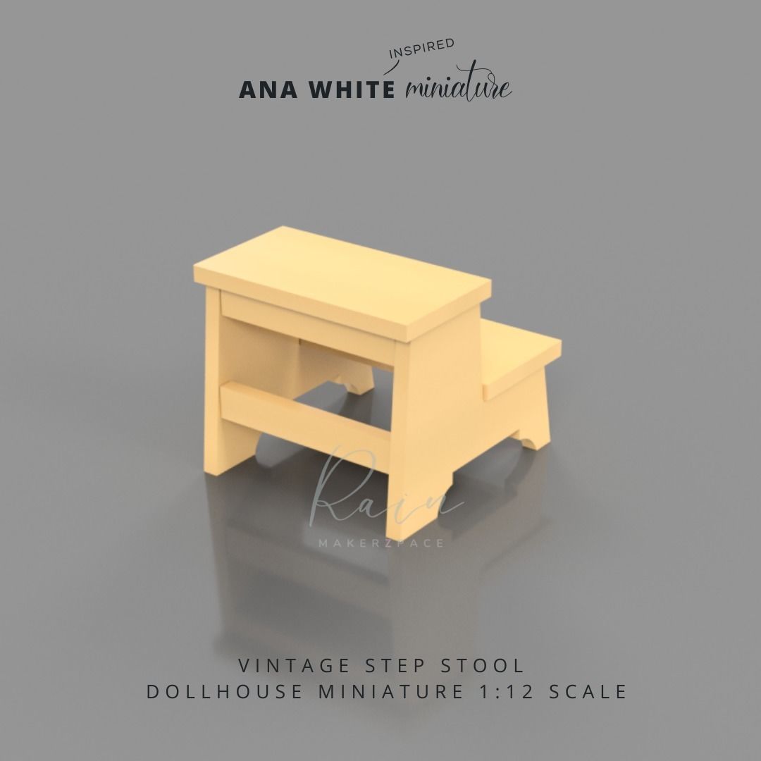VINTAGE STEP STOOL STEP STOOL FOR DOLLHOUSES 3D model 3D printable ...