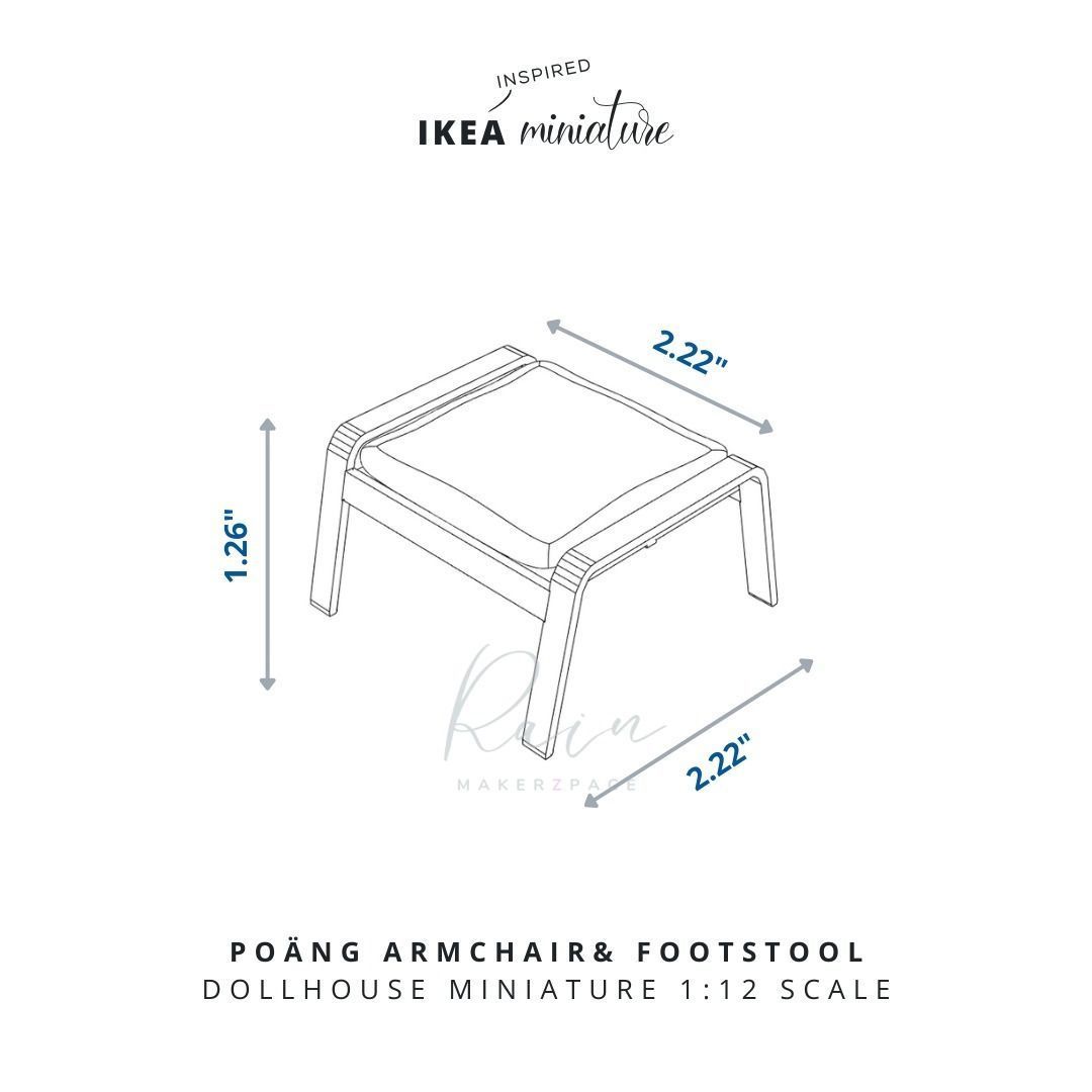 MINIATURE IKEA INSPIRED POANG ARMCHAIR AND FOOTSTOOL 3D model 3D ...