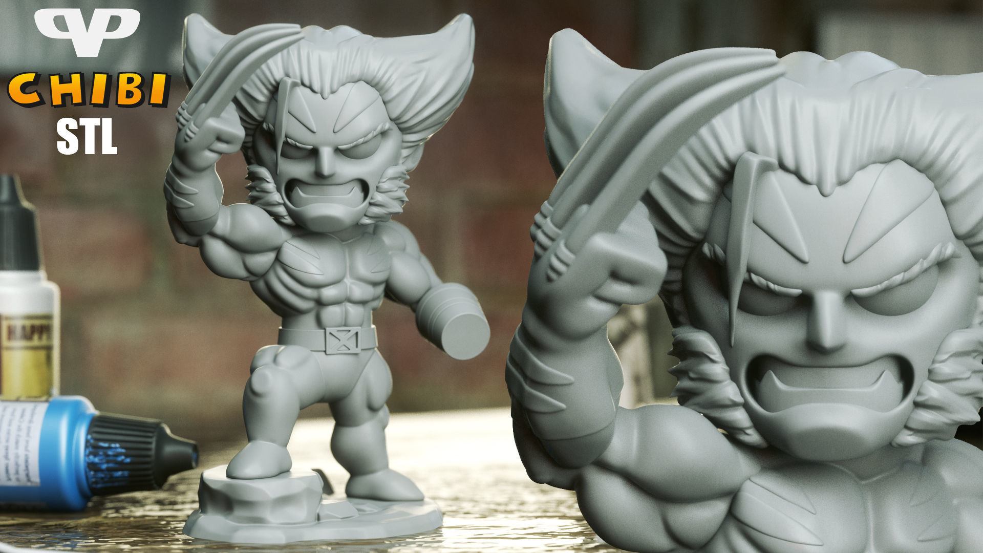 AOA Wolverine Chibi STL for 3D Printing ChibiSTL 3DXM 3D model 3D ...