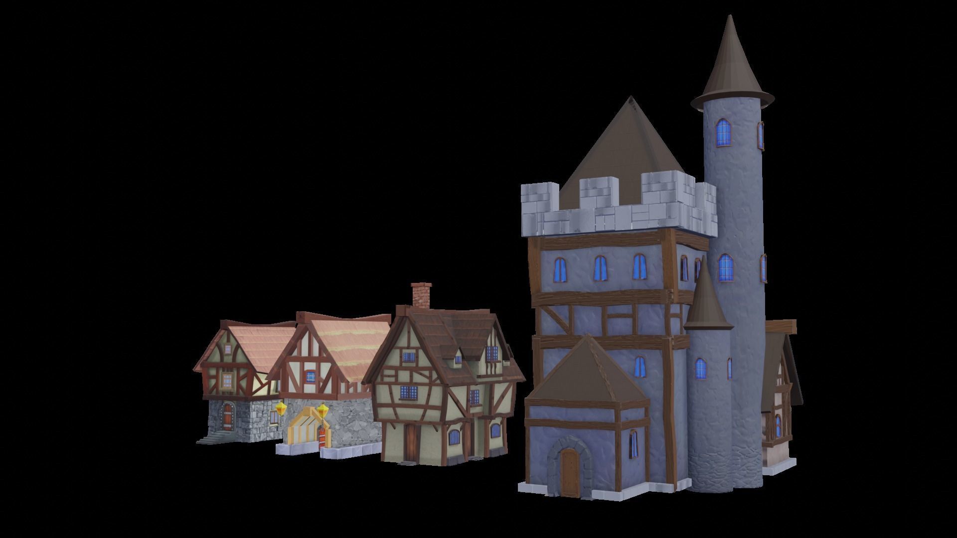 Medieval Houses - Mid Poly 3D model | CGTrader
