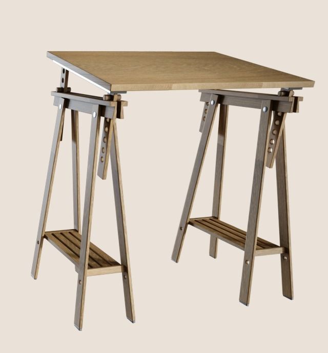 Drawing Table - Art School - Wood Table 3D model | CGTrader