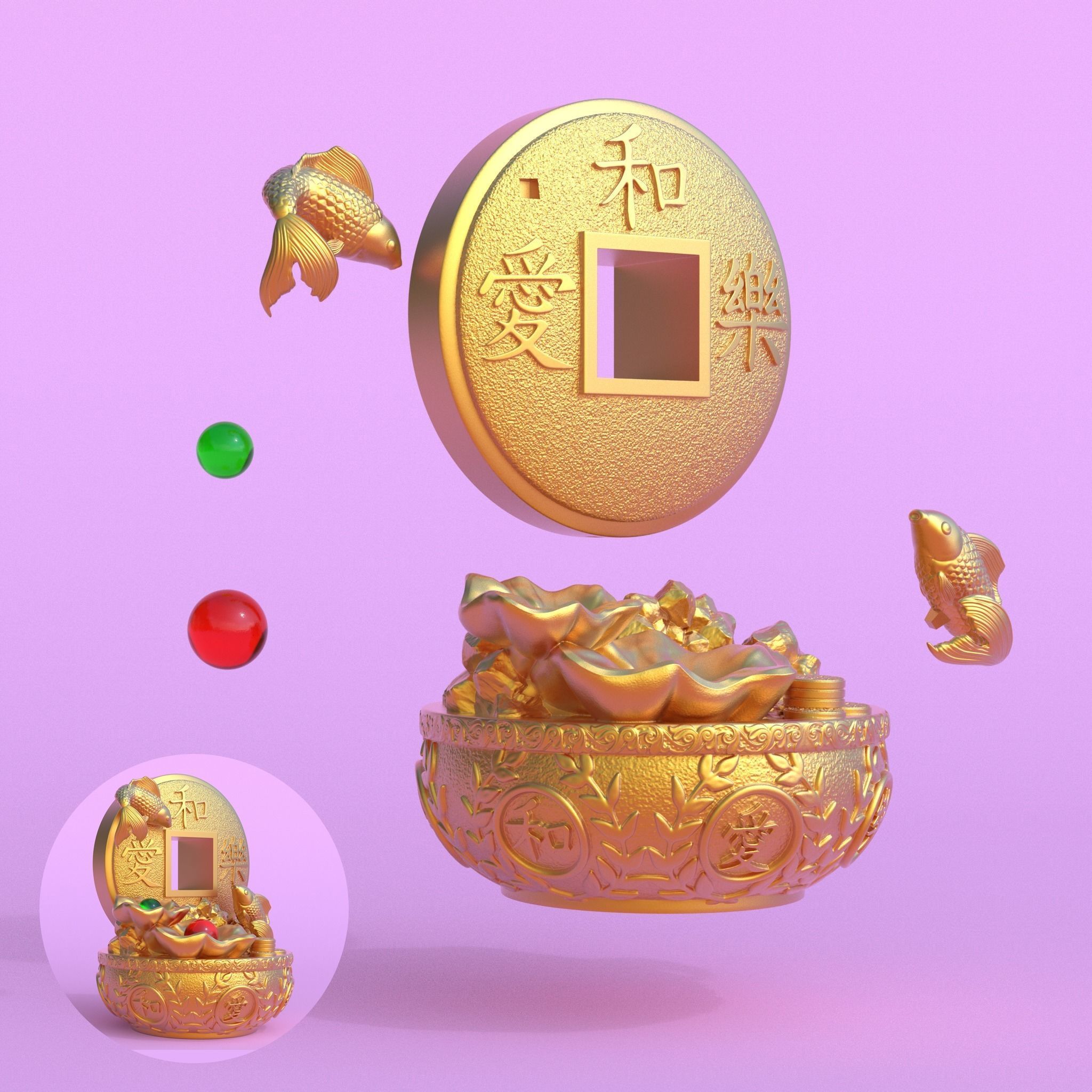 Feng shui - paz - amor - felicidad 3D model 3D printable | CGTrader