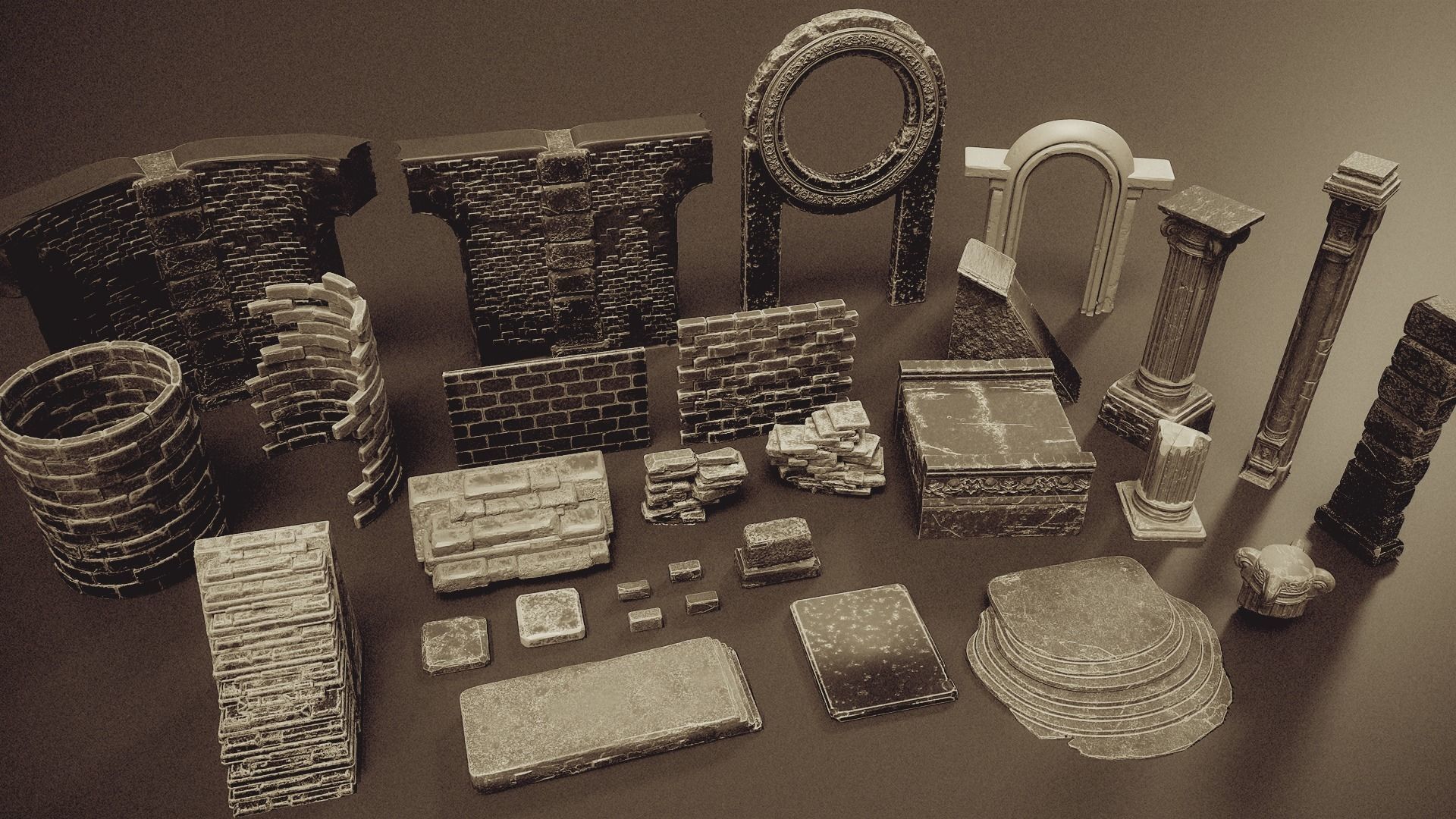 Dioramas - 15 modular figurine bases environment kits 3D model | CGTrader