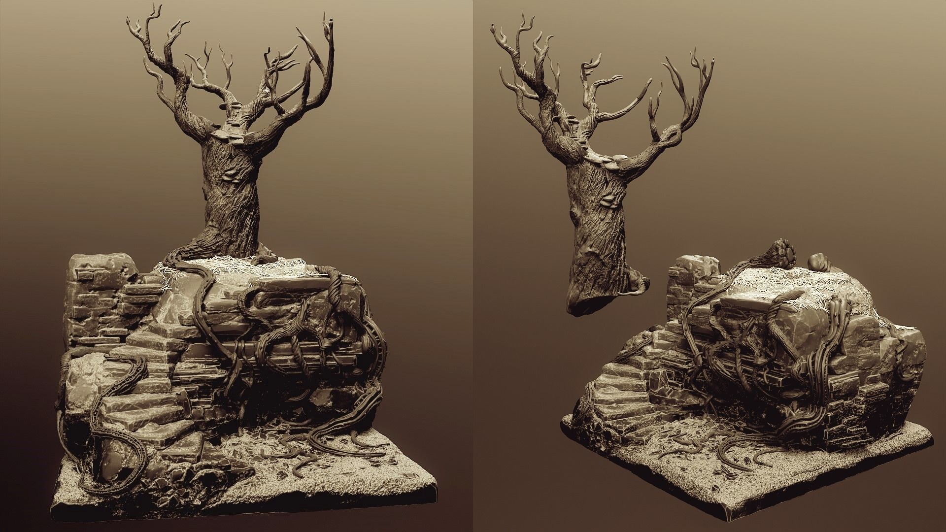Dioramas - 15 modular figurine bases environment kits 3D model | CGTrader