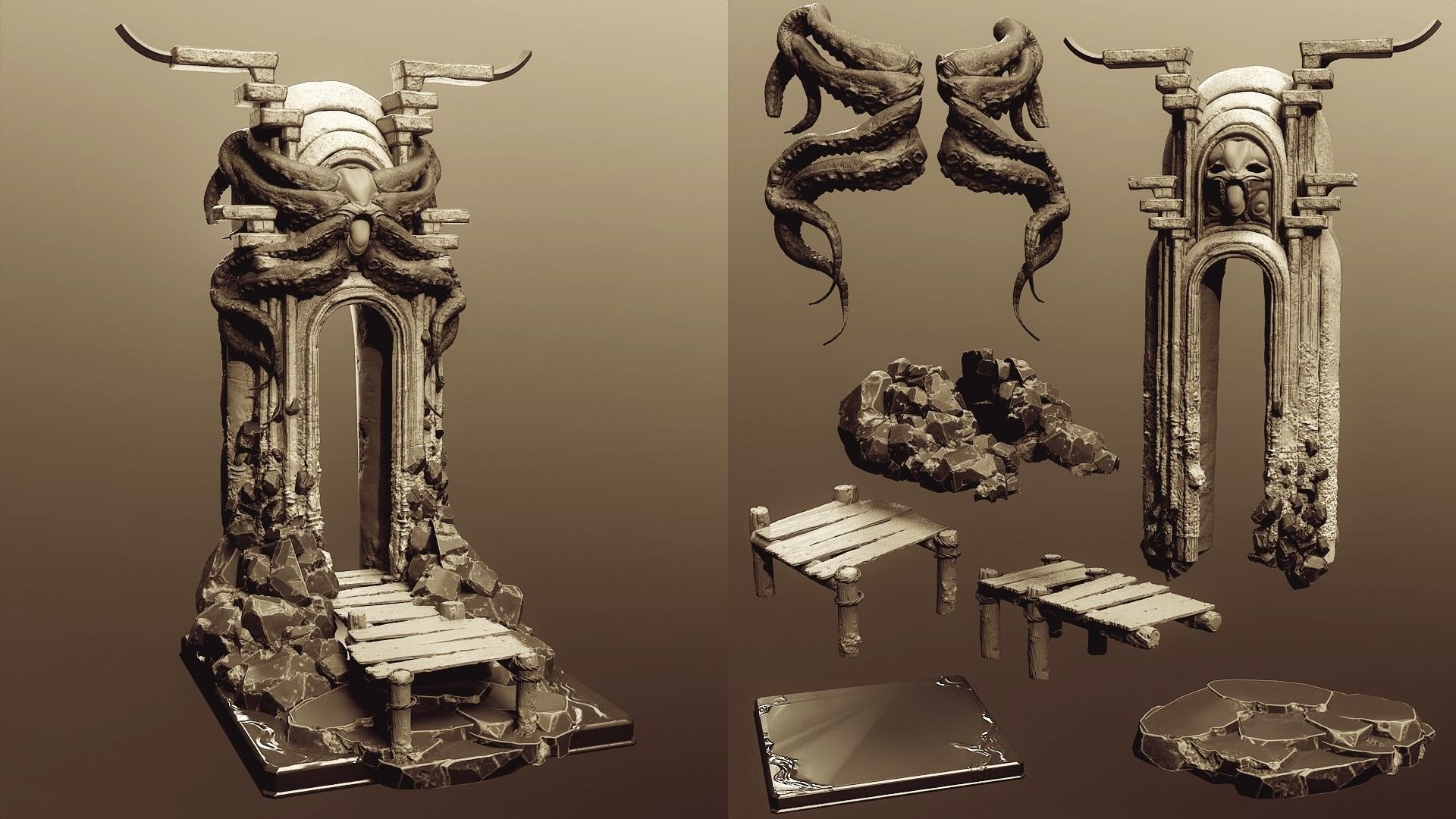 Dioramas - 15 modular figurine bases environment kits 3D model | CGTrader