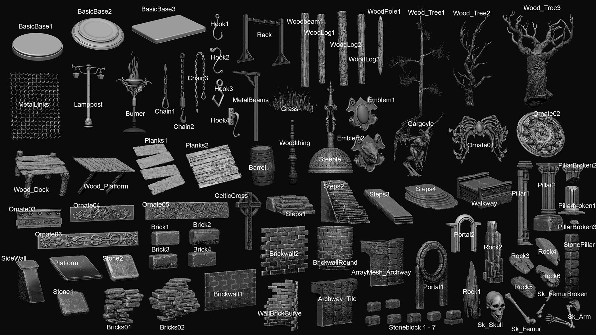 Dioramas - 15 modular figurine bases environment kits 3D model | CGTrader