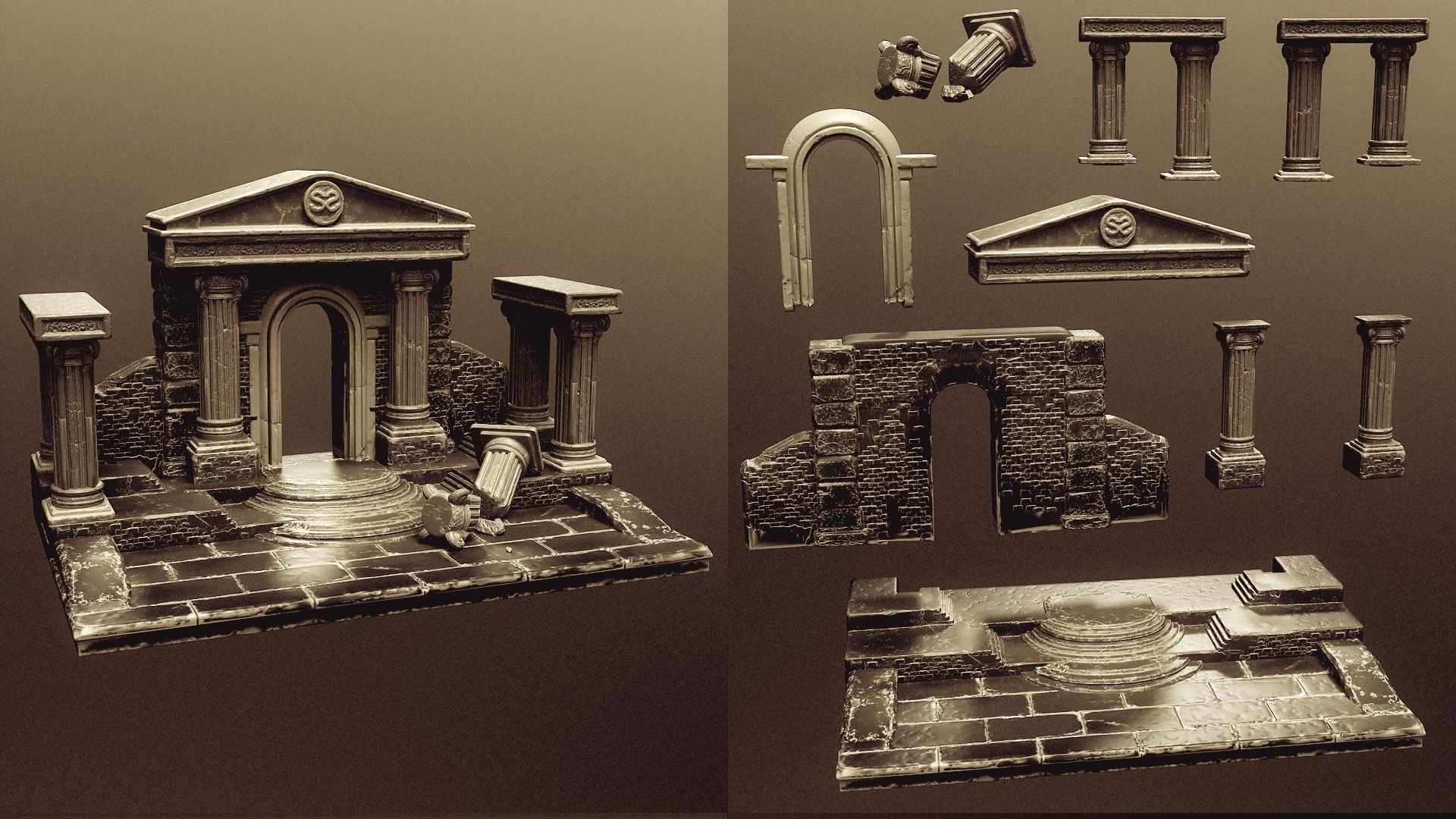 Dioramas - 15 modular figurine bases environment kits 3D model | CGTrader