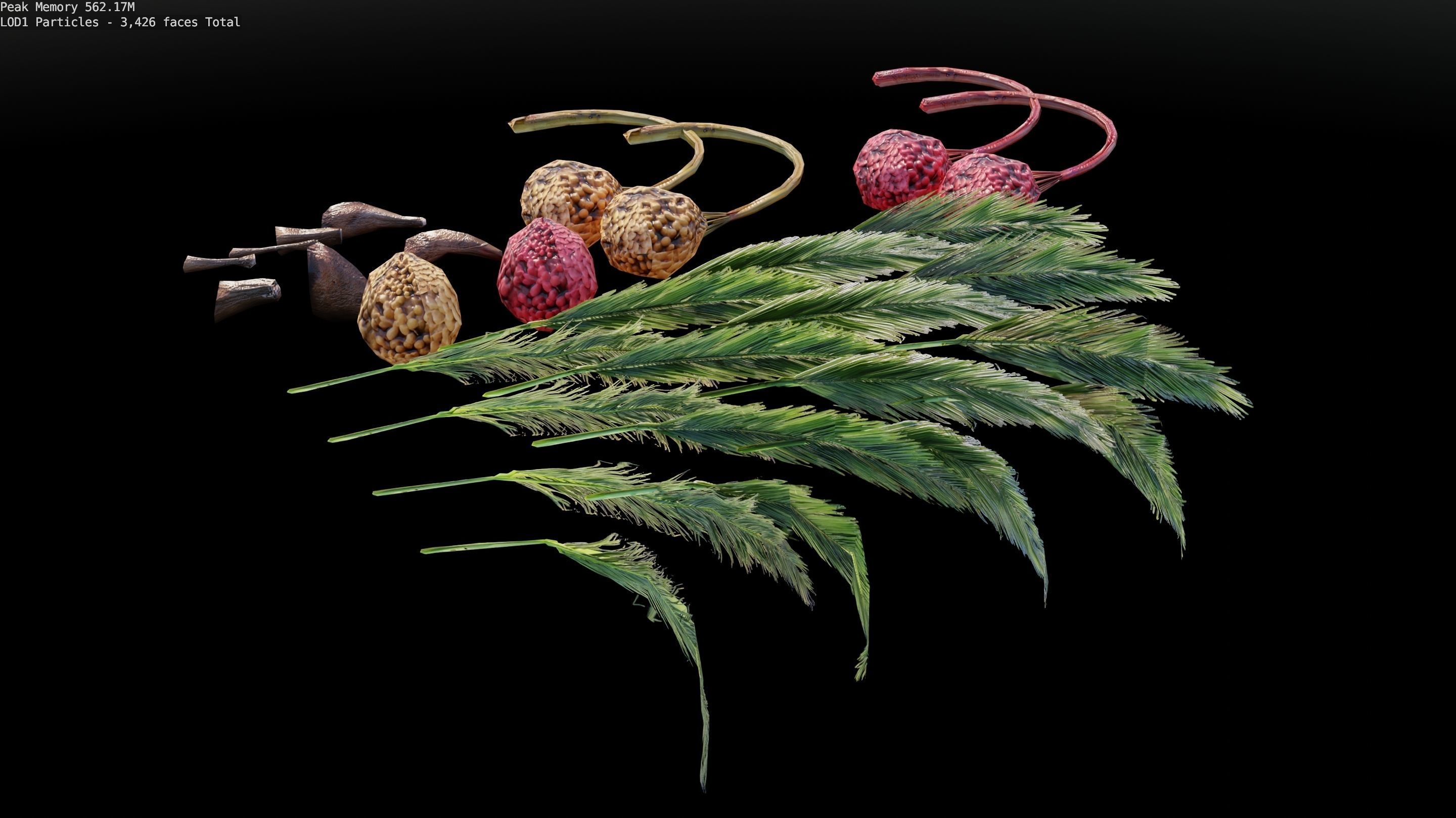 3D model Date Palm Tree Full Texture and Particle Set and LODs for ...