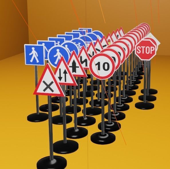 3D model French Traffic Sign 3D Model Pack - 43 Different Signs VR / AR ...
