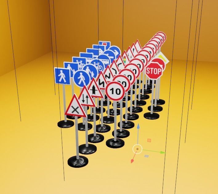 3D model French Traffic Sign 3D Model Pack - 43 Different Signs VR / AR ...