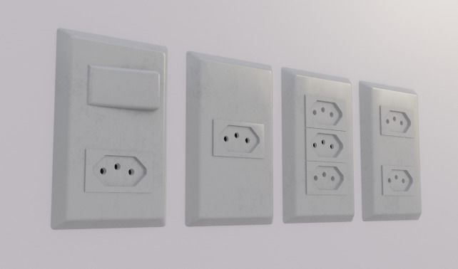 3D model 3D Sockets 4-Pack - Game Asset for mobile with PBR textures VR / AR / low-poly | CGTrader