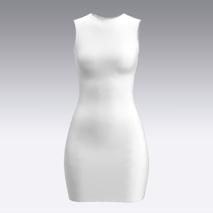 3D model slim fit dress basic white color VR / AR / low-poly | CGTrader