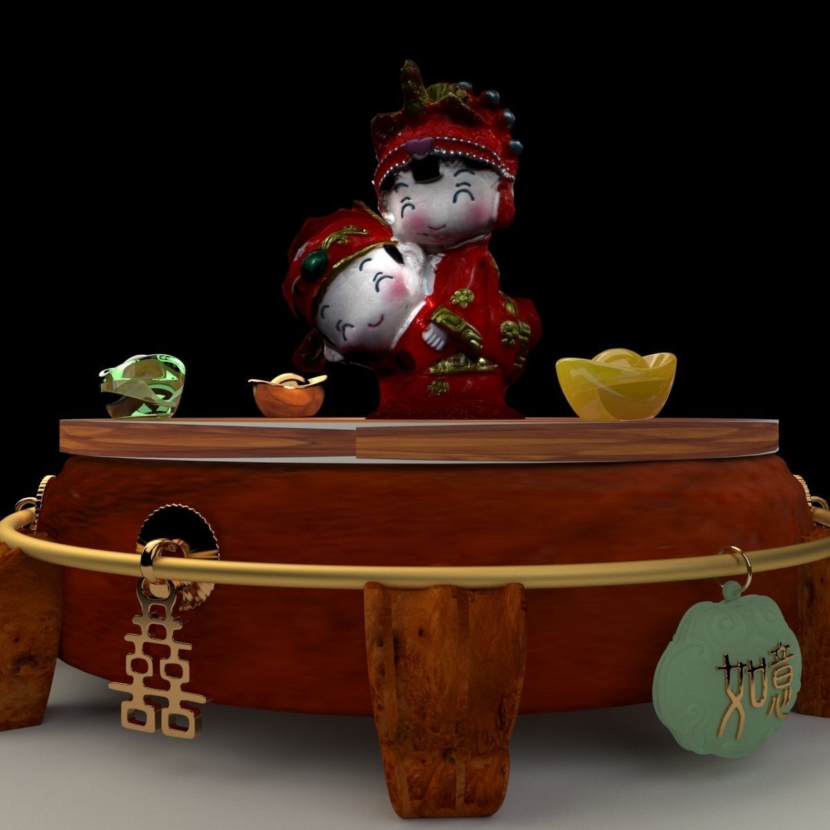 Chinese wedding carry bride doll 3D model | CGTrader