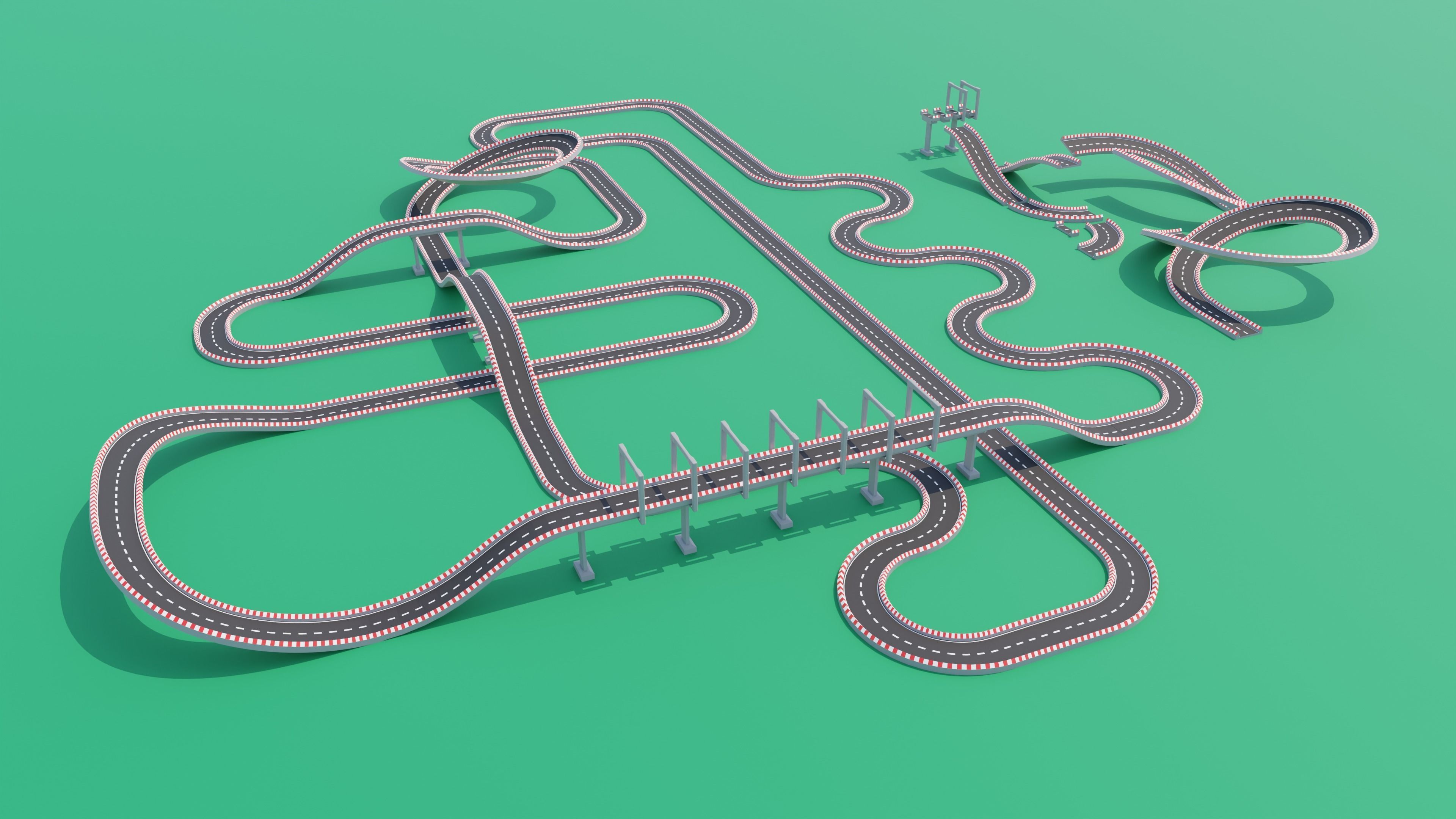 3D model Racing Track Kit for Games - Game Asset VR / AR / low-poly ...