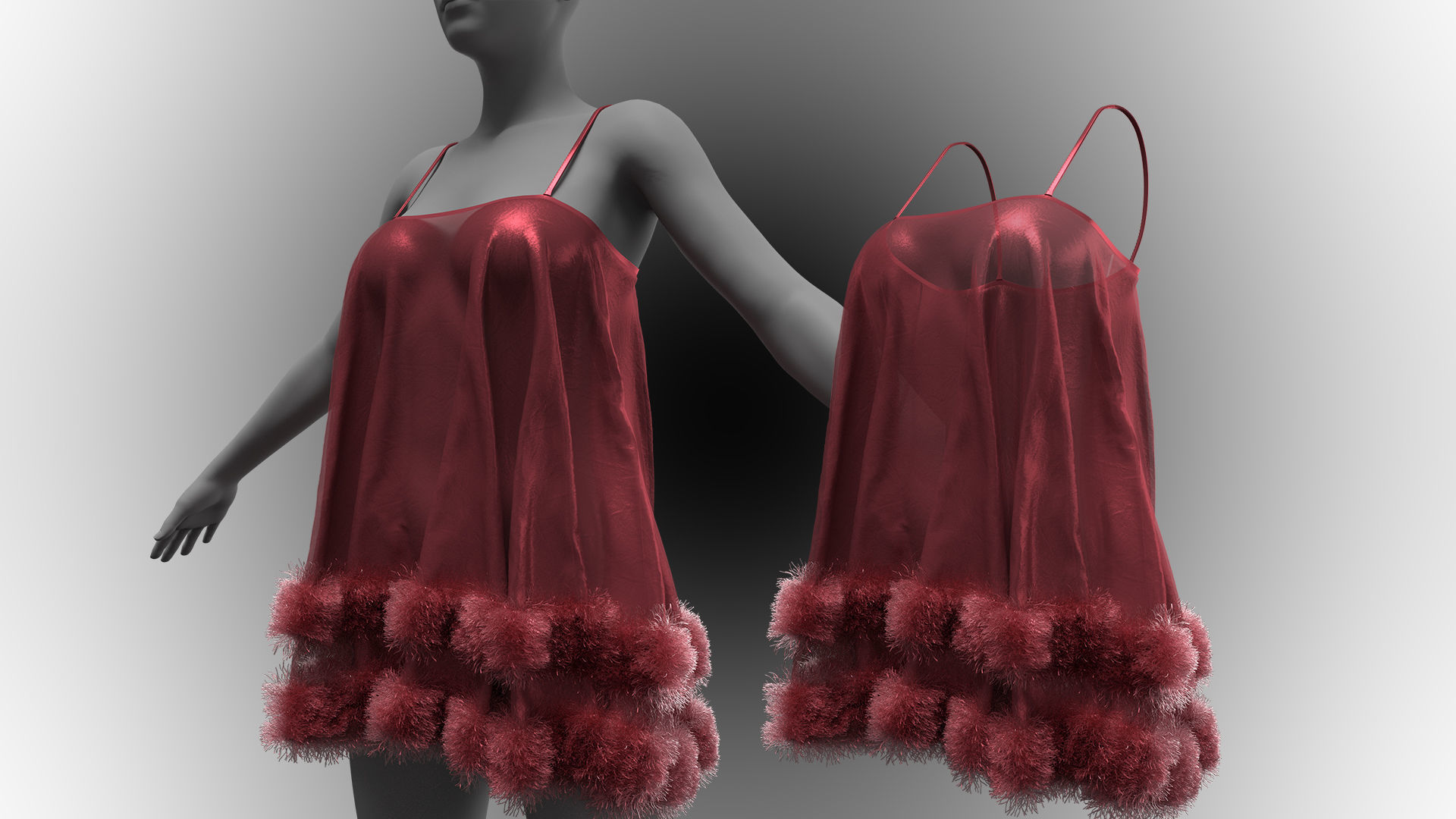 Marroon Babydoll Fitted to Gen8 Body Mesh 3D model | CGTrader