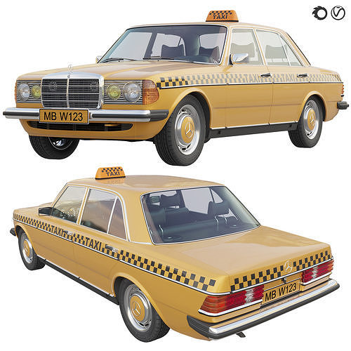 Mercedes 123 Taxi 3D model | CGTrader