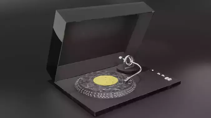 3D model record player with gold coin inside VR / AR / low-poly | CGTrader