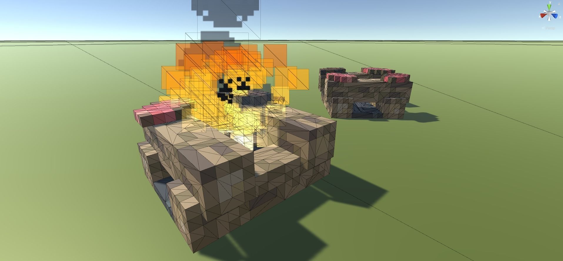 3D model Block Pack Campfire - block styled voxel campfire VR / AR ...