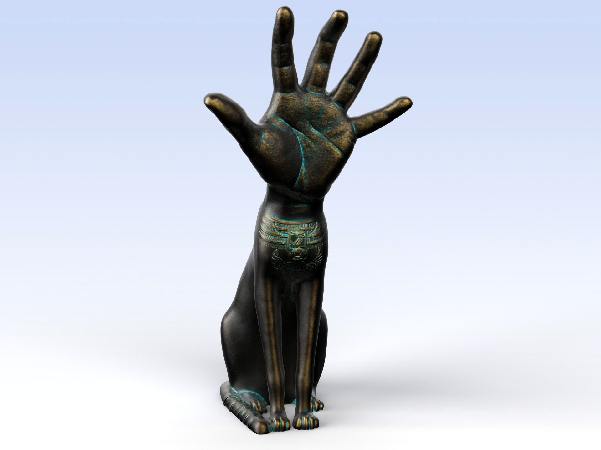 Sitting cat with a human hand instead of a head 3D model 3D printable ...