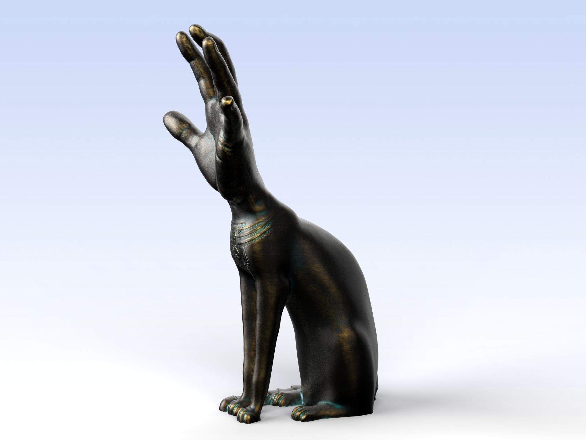 Sitting cat with a human hand instead of a head 3D model 3D printable ...
