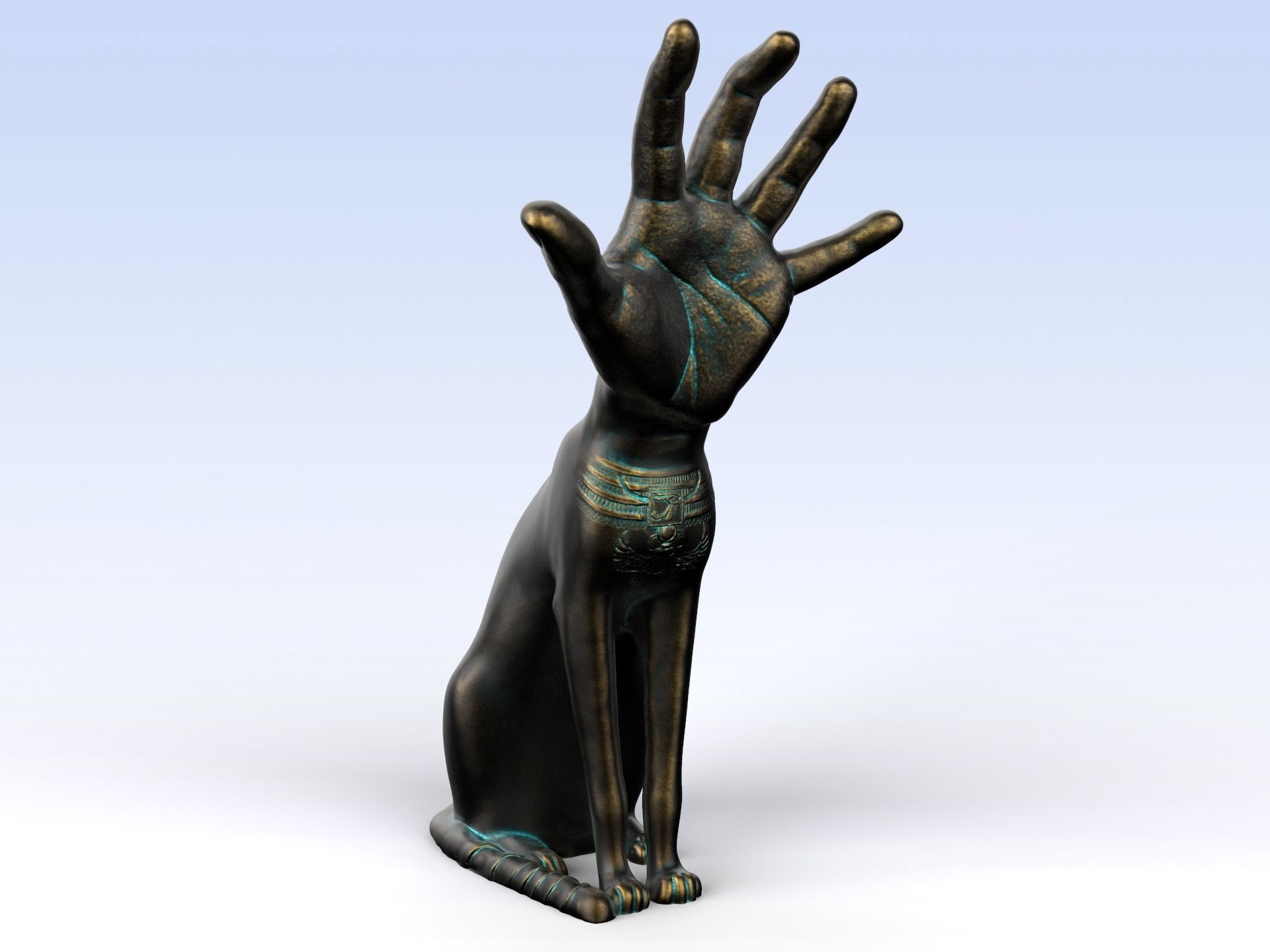 Sitting cat with a human hand instead of a head 3D model 3D printable ...