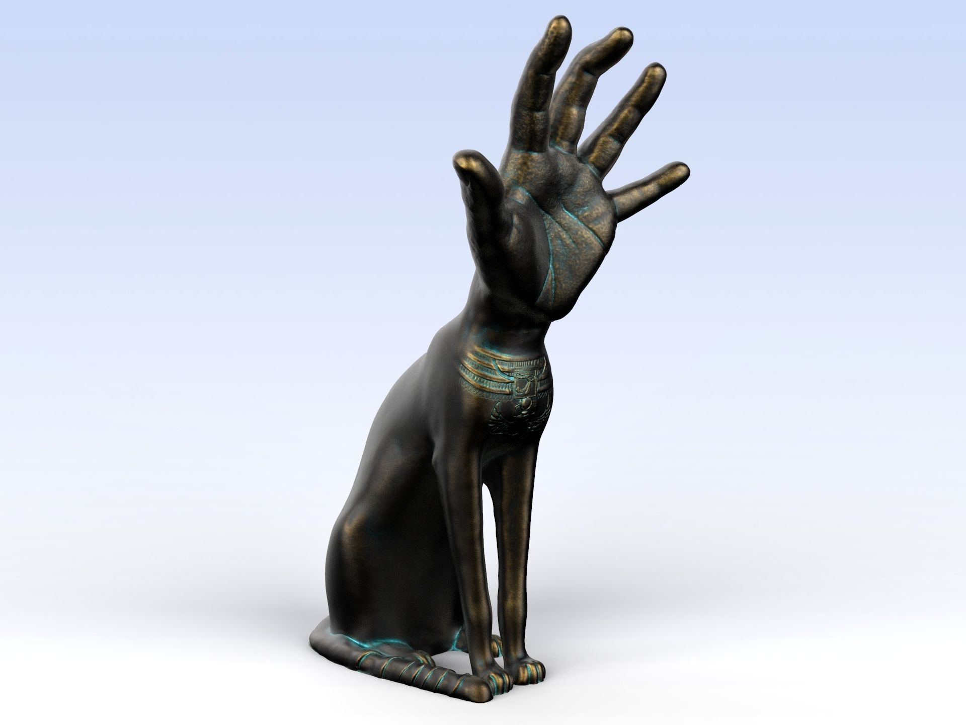 Sitting cat with a human hand instead of a head 3D model 3D printable ...